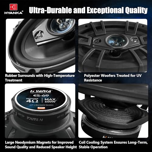 Snapklik.com : H YANKA 6x9 Speakers Car Audio, Full-Range Stereo, 600 ...