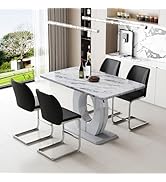 Amazon.com - 4 Piece Dining Table Set,46” Modern Dining Table Set for 4 ...