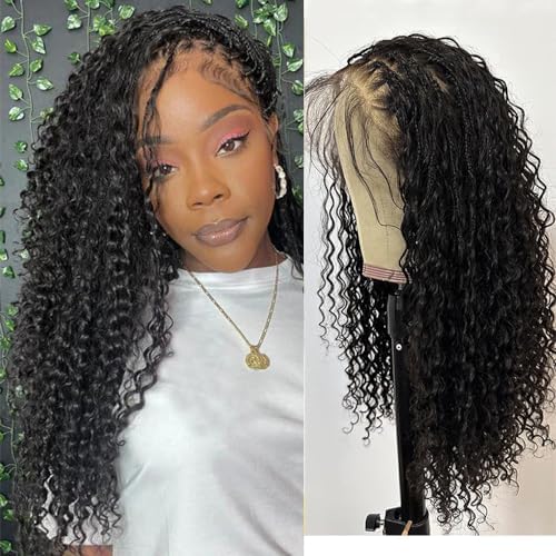 Amazon.com : ARUKIHAIR Boho Box Braids Wig Human Hair Full Lace Braided ...