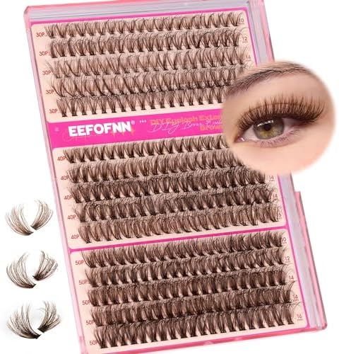 Amazon.com: Brown Lash Clusters Natural Lash Extensions Wispy Eyelash ...