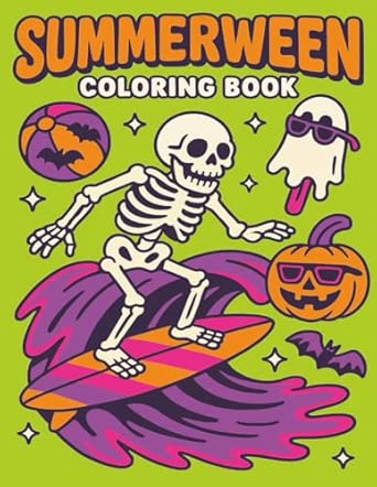 Summerween Coloring Book: Easy and Bold Puffy Characters | Amazon.com.br