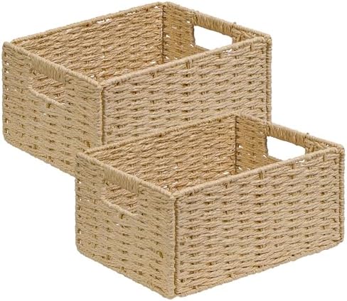 Aluusy Woven Storage Basket in Water Hyacinth Paper, Set of 2 ...