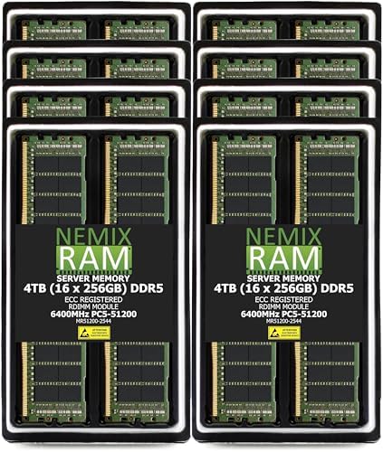 4TB 16X256GB DDR5 6400MHZ PC5-51200 CL52 4Rx4 1.1V 288-PIN ECC ...