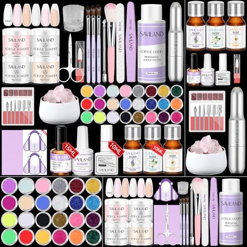 Amazon.com: SAVILAND Acrylic Nail Kit with Drill & Essential Oil ...