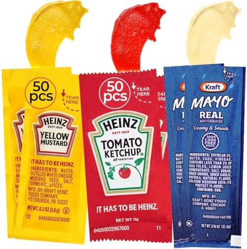 Amazon.com: Grab-n-Go Condiment Packs - 50 Single Serve Pouches of Each ...