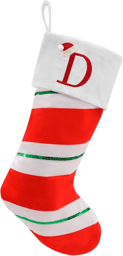 Amazon.com: Personalized Christmas Stocking, Red and White Striped ...