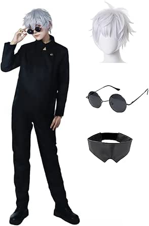 Amazon.com: PZAVD Satoru Cosplay Costume Outfit Uniform with Eye Mask ...