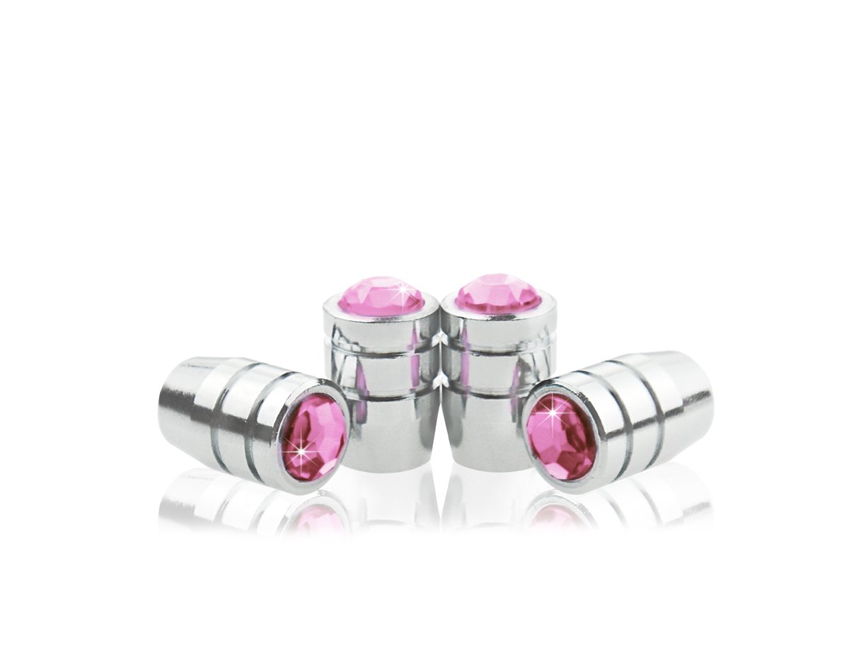 Amazon.com: Bling Pink Crystal Rhinestone Metal Chrome Tire Rim Valve ...