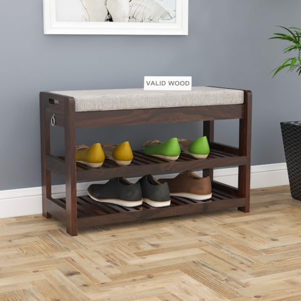 VALID WOOD Solid Wood 2 Level Shoe Rack For Home Entryway l Shoe Rack ...