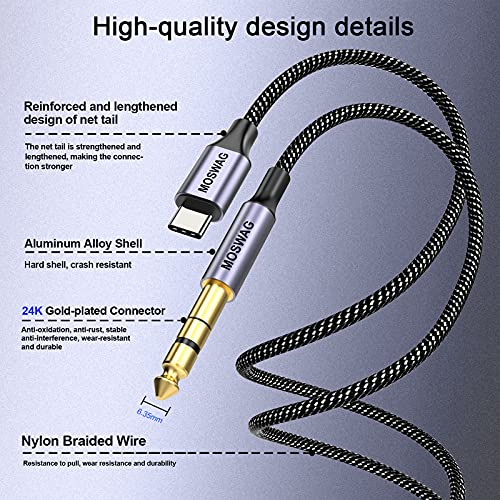 Snapklik.com : USB C To 6.35mm 1/4 TRS Audio Stereo Cable 164FT/5Meter ...