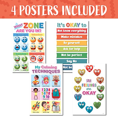 Buy DeeDee's Workshop 4 Feelings Chart For Kids, Zones of Regulation ...