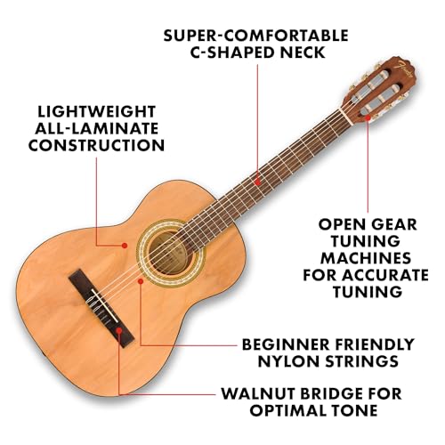 Snapklik.com : Fender FA-25N 3/4 Size Nylon String Acoustic Guitar ...