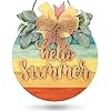 Amazon.com: Whaline Hello Summer Wooden Hanging Sign Summer Welcome ...