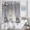 Amazon.com: Jbralid Winter Christmas Snowman Shower Curtains Snow Scene ...