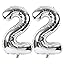Amazon.com: Huge Silver Balloon Number 22,40 Inch Silver 22nd Mylar ...
