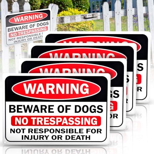 Amazon.com : Beware of Dog Signs 4 Pcs 12" x 8" Rust-Proof Dog Warning ...