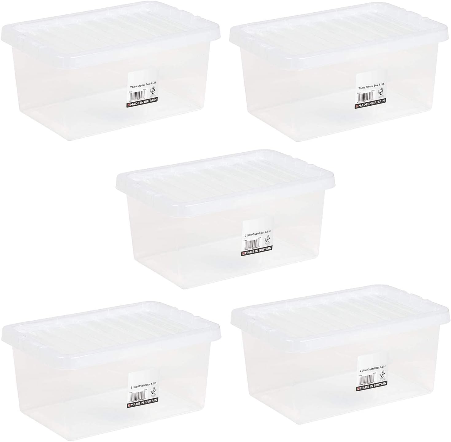 Plastic Storage Boxes Crystal Clear 17L Box & Lid Home Office Stackable ...