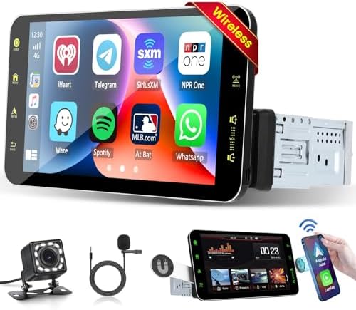 Amazon.com: Hikity Single Din Car Stereo Wireless CarPlay Android Auto ...