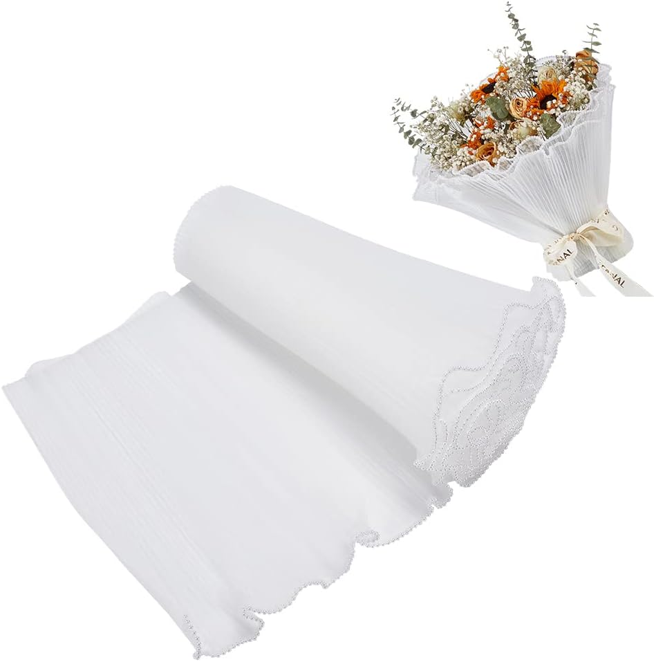 Amazon.com: BENECREAT 4.37 Yards White Flower Wrapping Mesh Paper ...