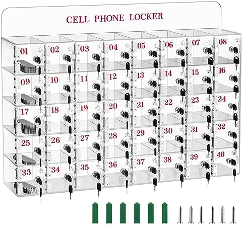 Amazon.com: Clear Cell Phone Locker Box with Keys Acrylic Cell Phones ...