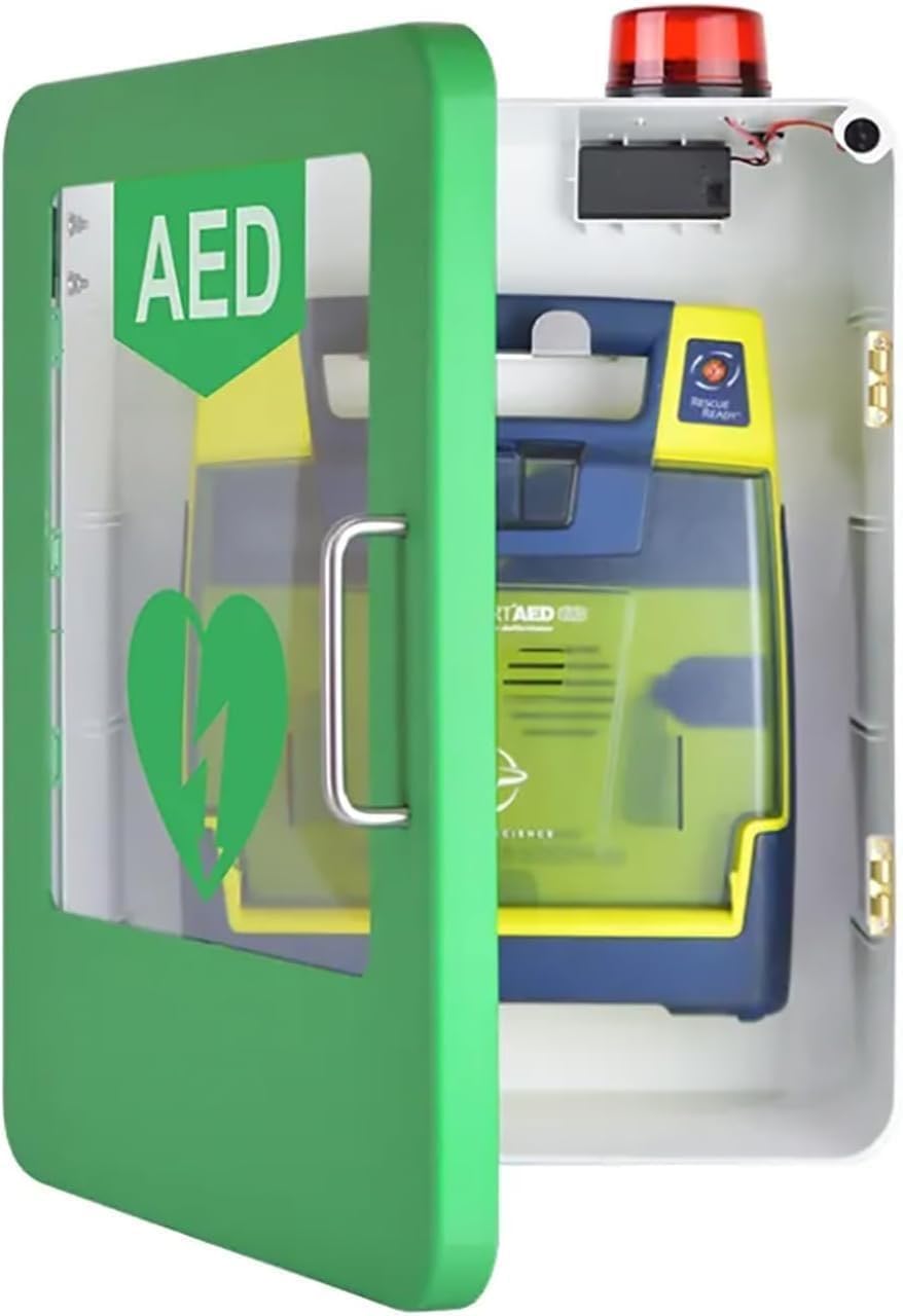 QIANMEI Wall-Mounted AED Defibrillator Storage Cabinet,Plastic Cardiac ...