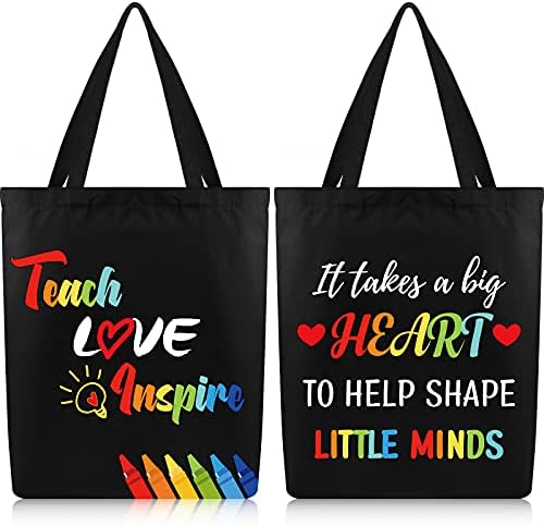 Amazon.com - Amylove 6 Pcs Teacher Appreciation Gifts Teacher Canvas Tote Bags Teacher Gift Bags ...