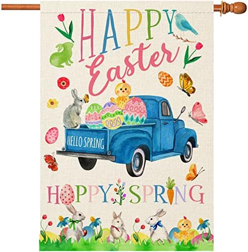 Amazon.com : AVOIN colorlife Easter Bunnies House Flag 28x40 Inch ...
