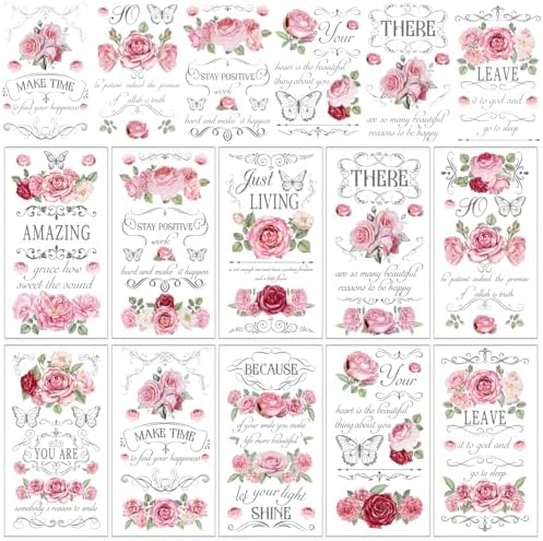 Amazon.com: gisgfim 12 Sheets Flowers Rub on Transfers for Crafts and ...