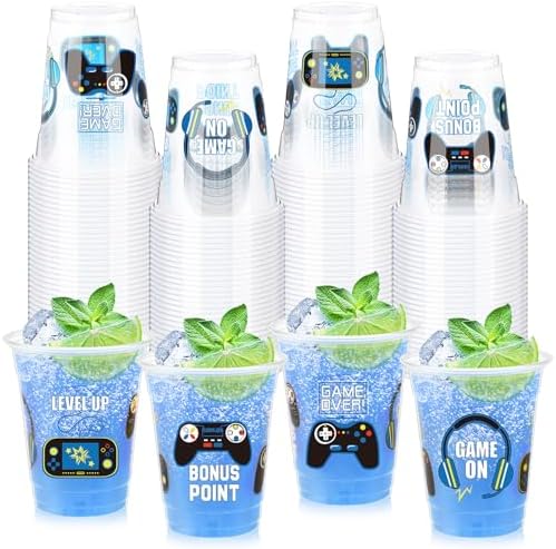 Amazon.com: Sunnychicc 50 Pcs Video Game Party Supplies 12 Oz Gaming ...