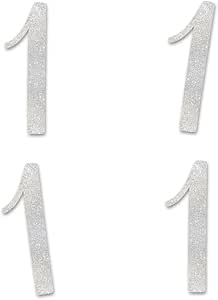 Amazon.com: Silver Glitter 1 Cut-Out Numbers, 1st Birthday Party ...