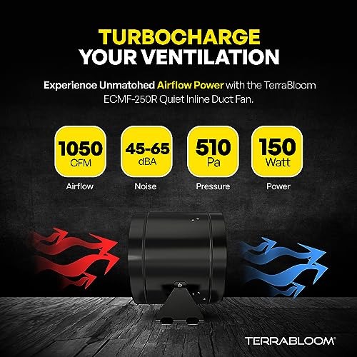 TerraBloom 10" Quiet EC Inline Duct Fan ECMF-250
