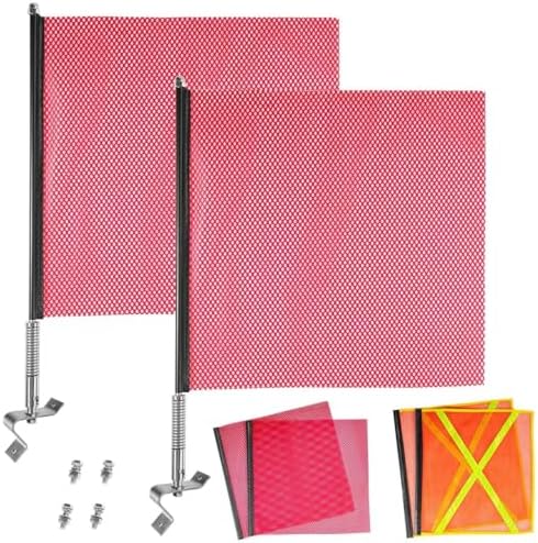 Amazon.com: 2 Pack Mount Warning Flag 18" x 18" Flag Pole for Truck ...