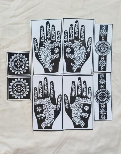Buy Mehandi Stencil Set of 2 Reusable Mehandi Sticker Combo Pack for ...