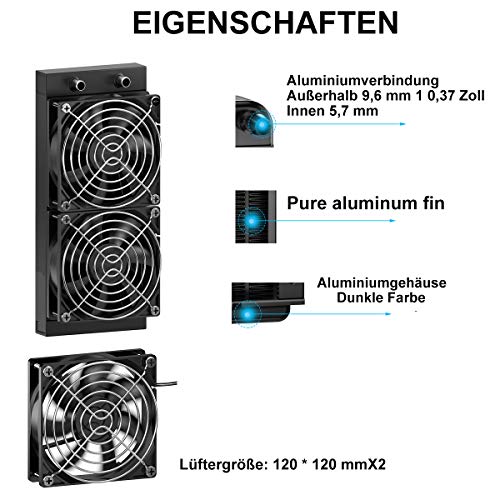 CLDIY Water Cooling Cooler, 12 Tube Aluminum Heat Exchanger Cooler with ...