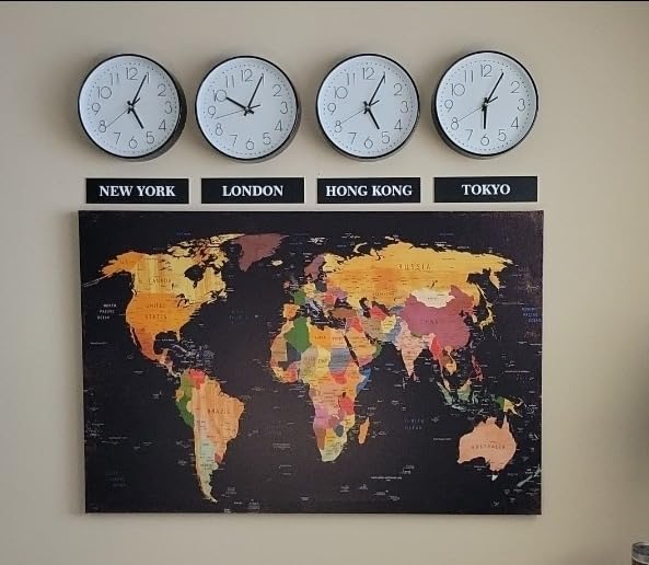 Amazon.com: World Clock Signs 2" by 8" / Engraved Time Zone Wall ...