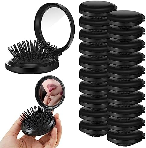 Amazon.com : Uiifan 50 Pcs Round Travel Hair Brush with Mirror Mini Compact Brush for Purse ...