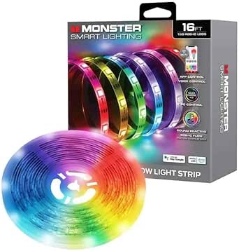 Amazon.com: Monster LED Strip Light, 16ft RGB Colorful LED Light with ...