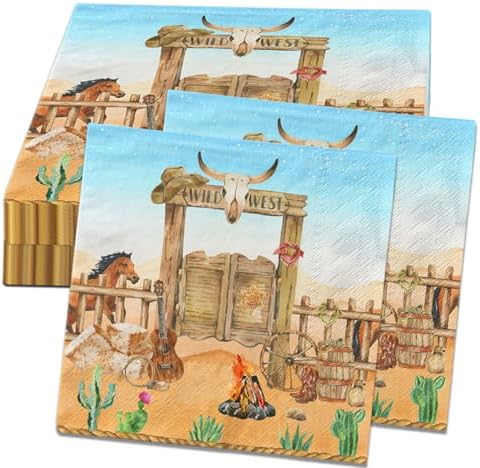 Amazon.com: Wild West Party Decorations-40pcs Western Cowboy Napkins ...