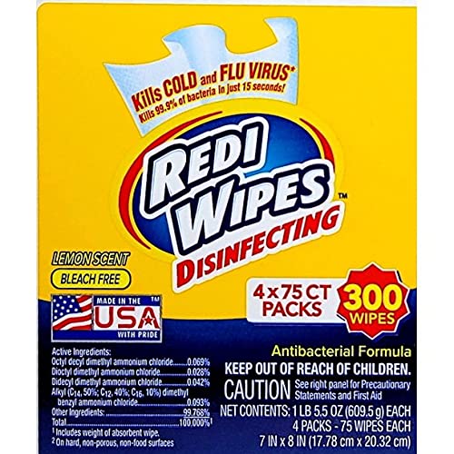 Amazon.com: REDI Wipes DISINFECTING I Lemon Scent I Bleach Free I ...