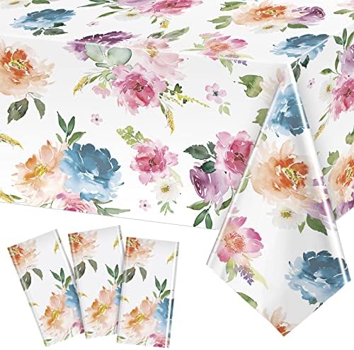 Amazon.com: Spring Summer Floral Table Cover Watercolor Wild Flowers ...