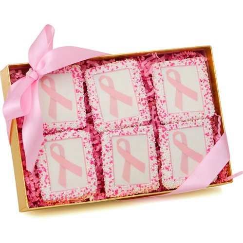 Amazon.com : Lady Fortunes Pink Ribbon Picture Cookies, Gold Gift Box ...