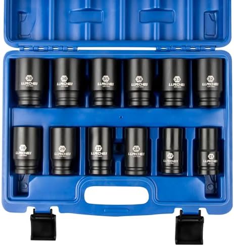 LLNDEI 3/4 inch Drive Impact Socket Set, 12 Piece Heavy Duty CR-MO Deep ...