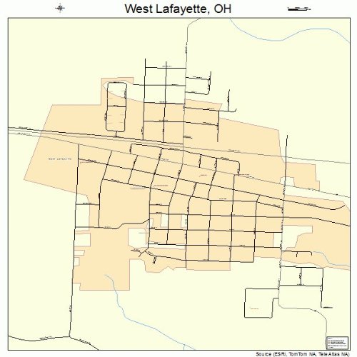 Large Street & Road Map of West Lafayette, Ohio OH - Printed poster ...