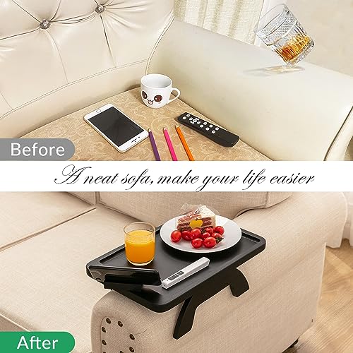 SITREMEN Bamboo Sofa Tray Table Clip on Side Table for Wide Couches Arm ...