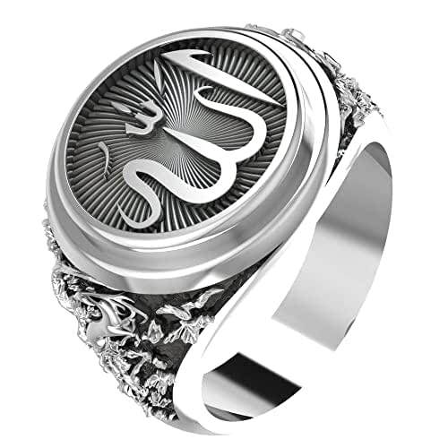 Amazon.com: 925 Sterling Silver Muslim Allah Islamic Men's Ring, Allah ...