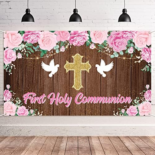 Amazon.com: CUweipeng XtraLarge First Holy Communion Backdrop Banner ...