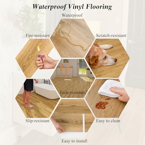 Mysflosy Peel & Stick Wood-Look Vinyl Planks 36-Pack 54 Sq.Ft ...