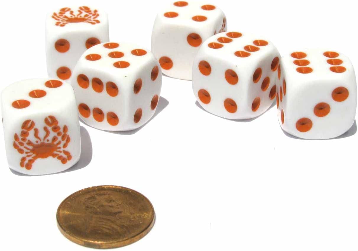 Amazon.com: Set of 6 Crab Dice- 16mm D6 Rounded Edge Koplow Animal Dice ...