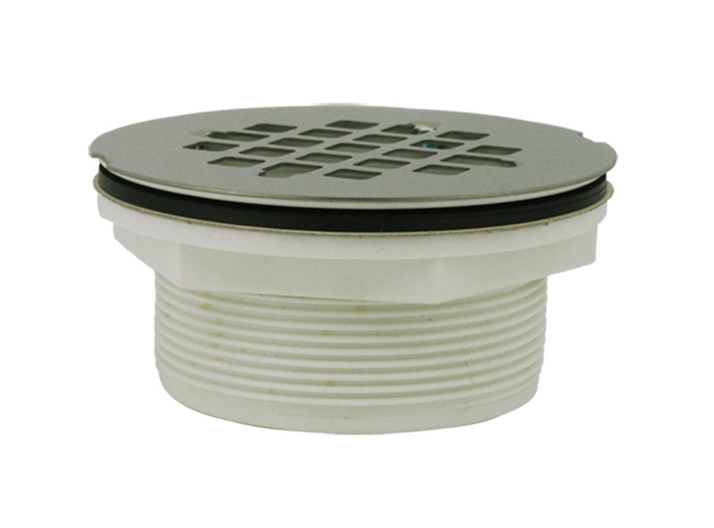 PlumBest D40101R 2-Inch Plastic No Caulk Shower Drain with Stainless ...