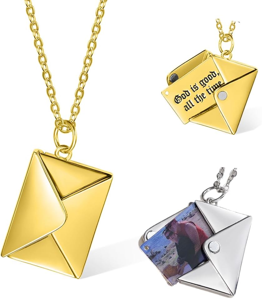 Amazon.com: Personalized Envelope Necklace with Secret Message Photo ...